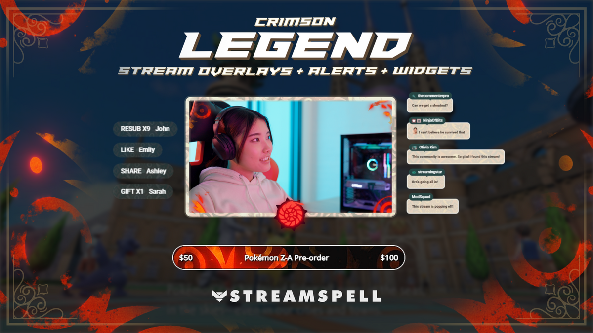 Pokémon Overlays and Widgets for OBS │ Crimson Legend Stream Package – StreamSpell