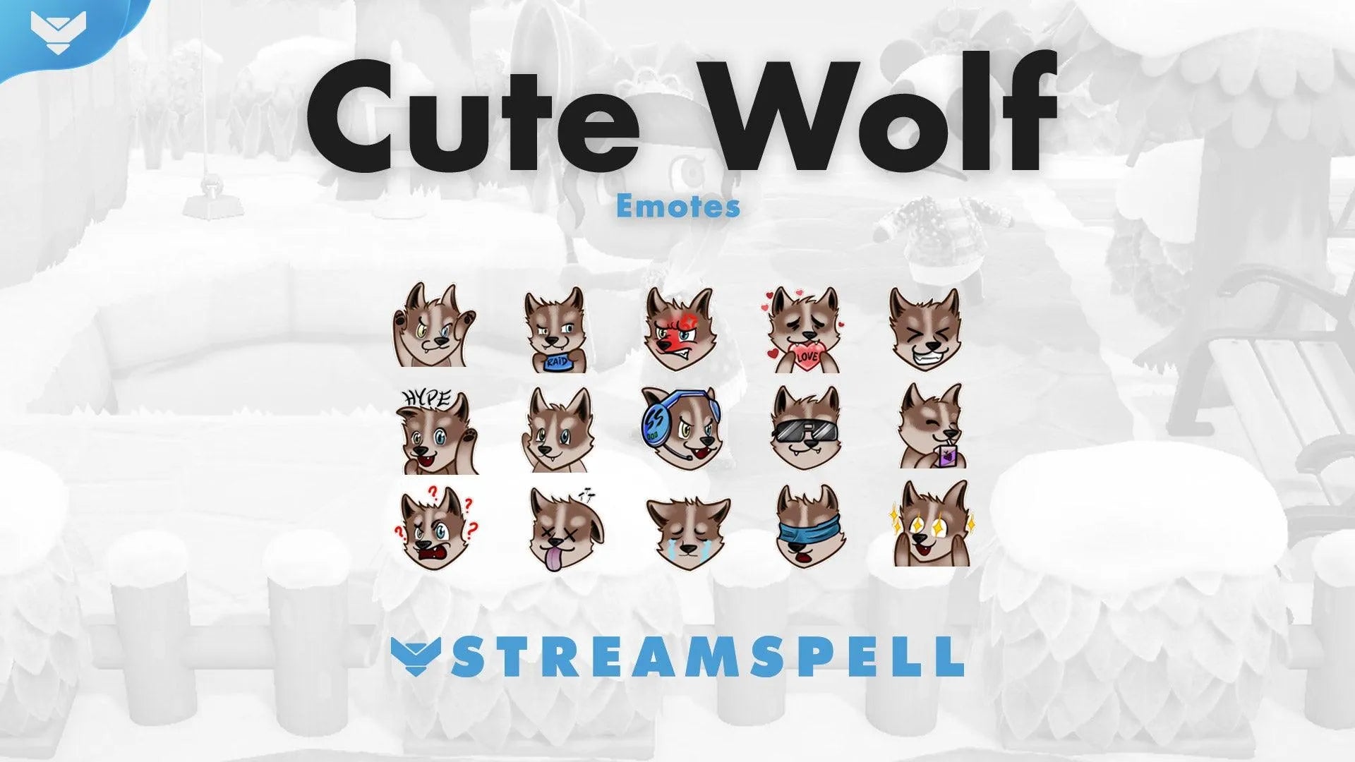 Cute Wolf Emotes & Badges | StreamSpell