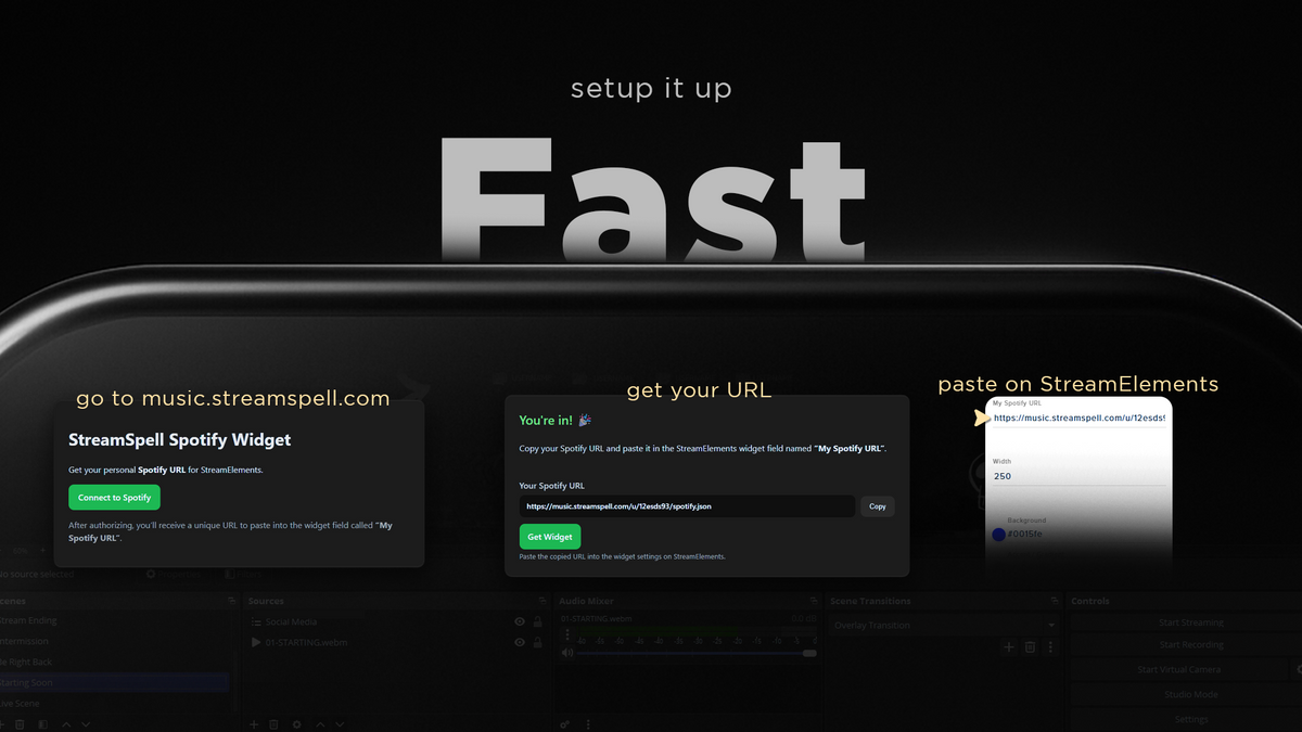 StreamSpell Spotify Widget for OBS Studio, StreamElements